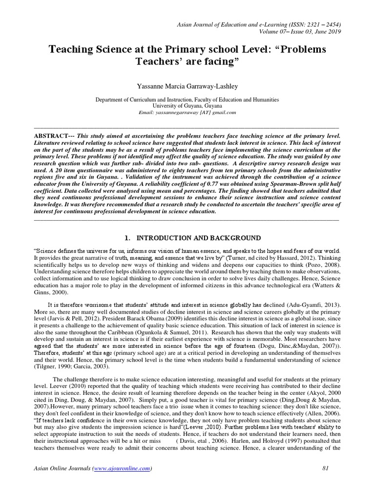 Teaching_Science_at_the_Primary_school_Level_Probl | PDF | Teaching Method | Teachers