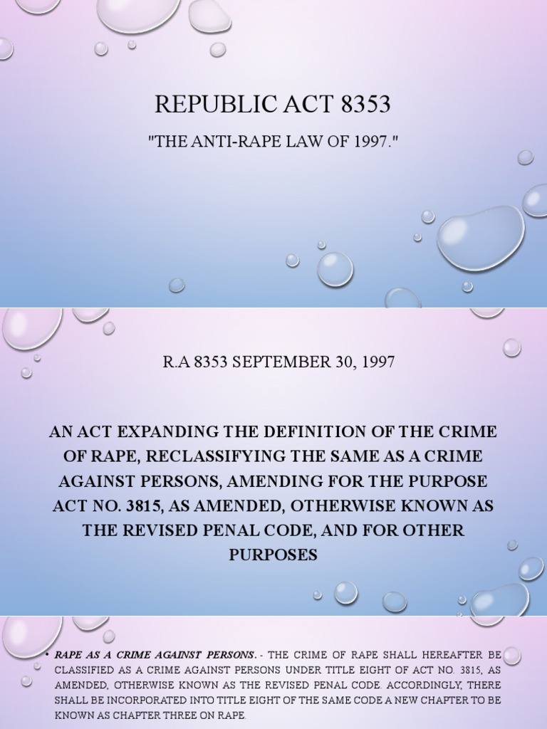 Republic Act 8353 | PDF | Rape | Sexuality