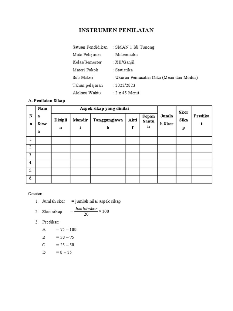Instrumen Penilaian | PDF