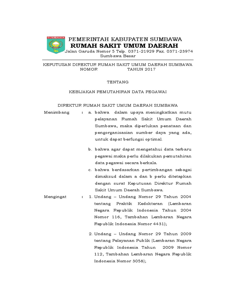 SK Pemutakhiran Data Pegawai | PDF