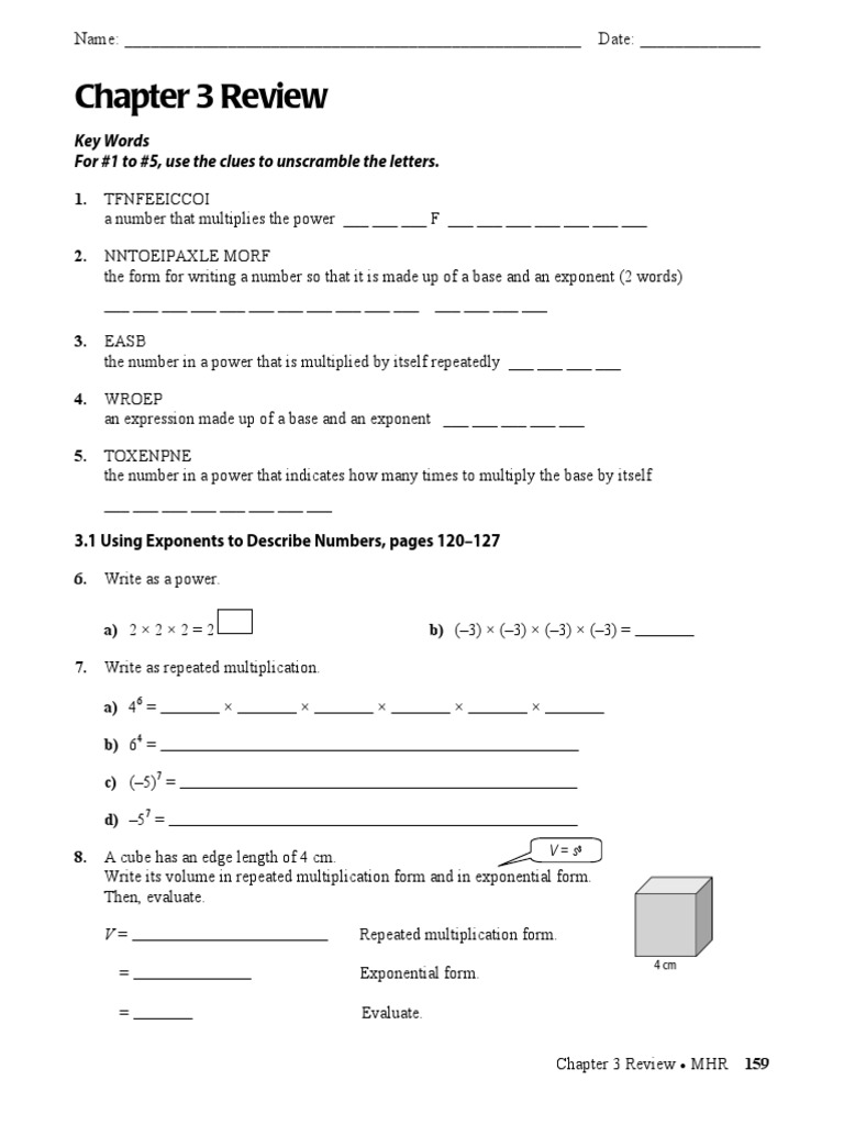 Mathlinks 9 Review Bundles CH 3 | PDF | Multiplication | Exponentiation