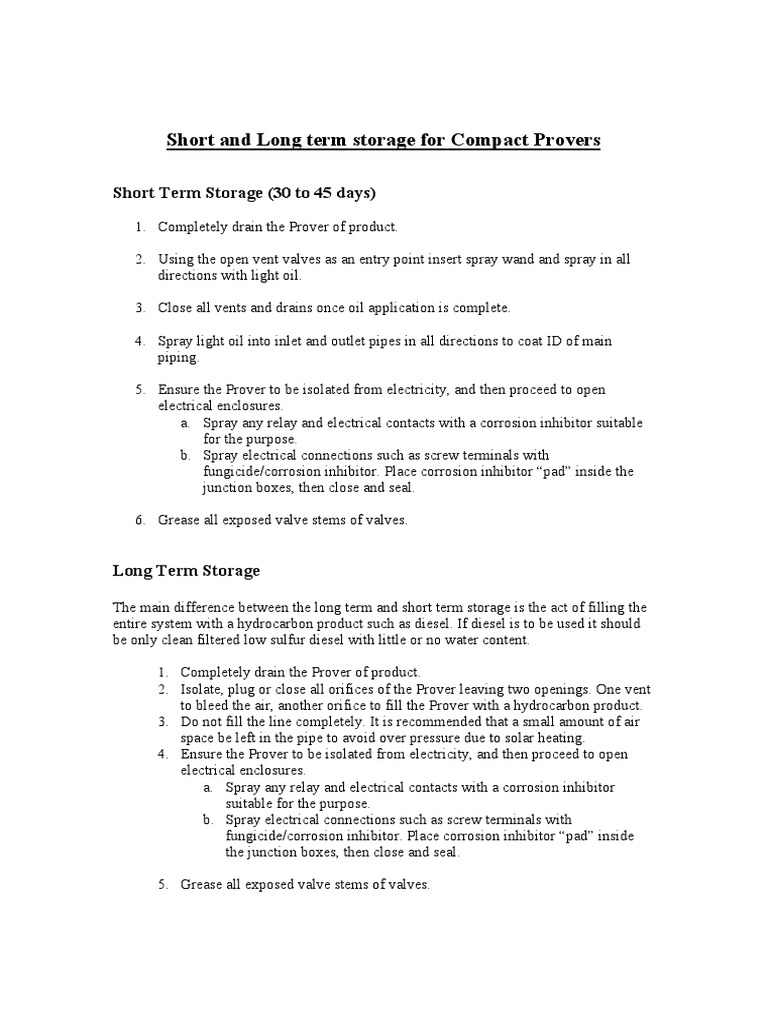 DANIEL SVP - Short and Long Term Storage | PDF