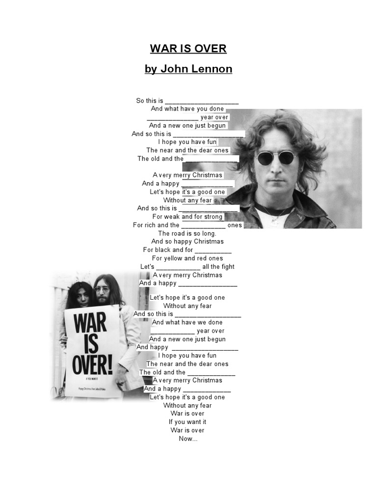War Is Over by John Lennon Conversation Topics Dialogs Fun Activities ...