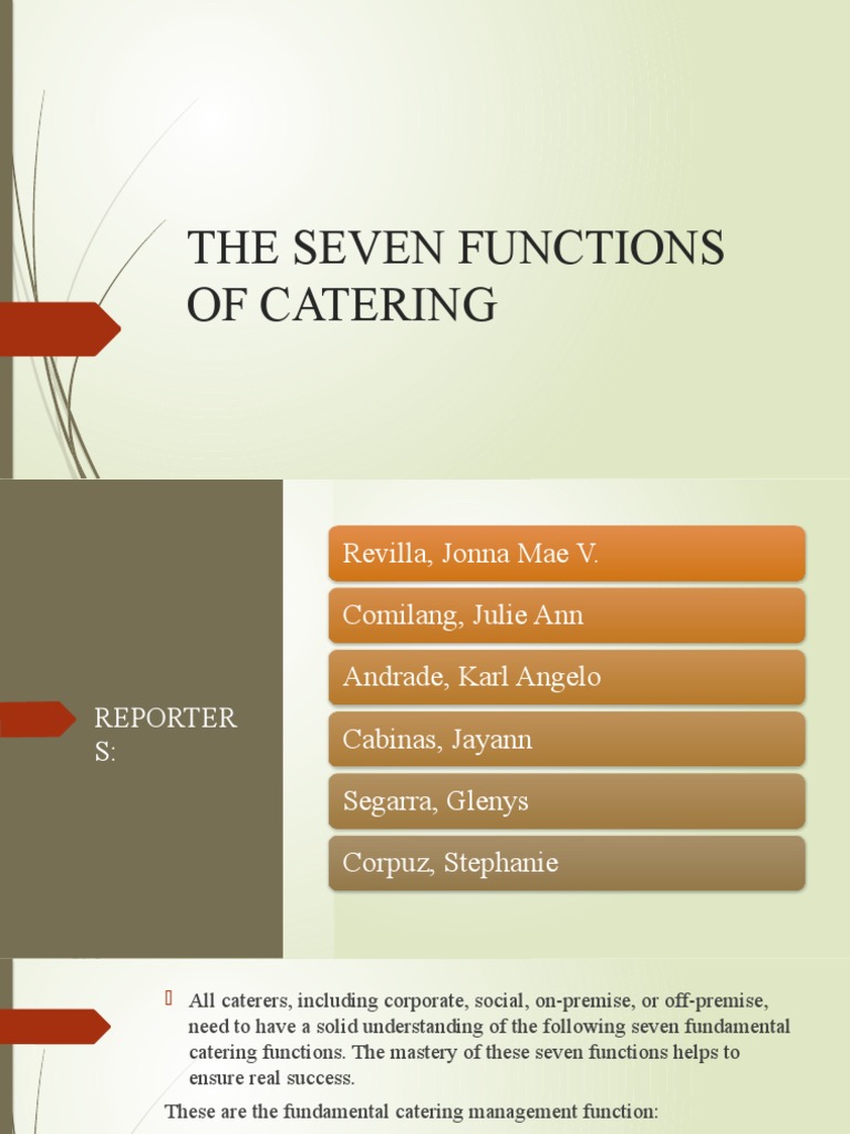 Seven Functions of Catering Explained | PDF | Procurement | Strategic ...