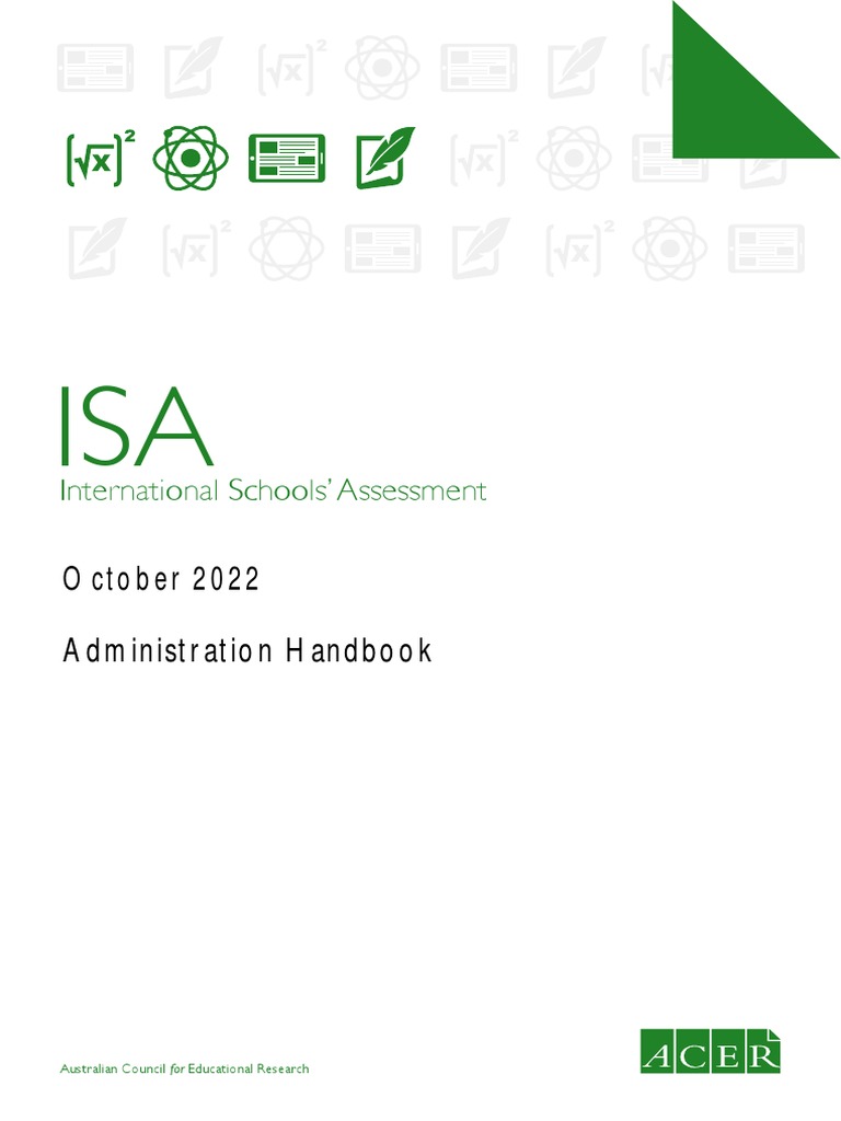 ISA Administration Handbook (Oct 2022) | PDF | Multiple Choice | Literacy