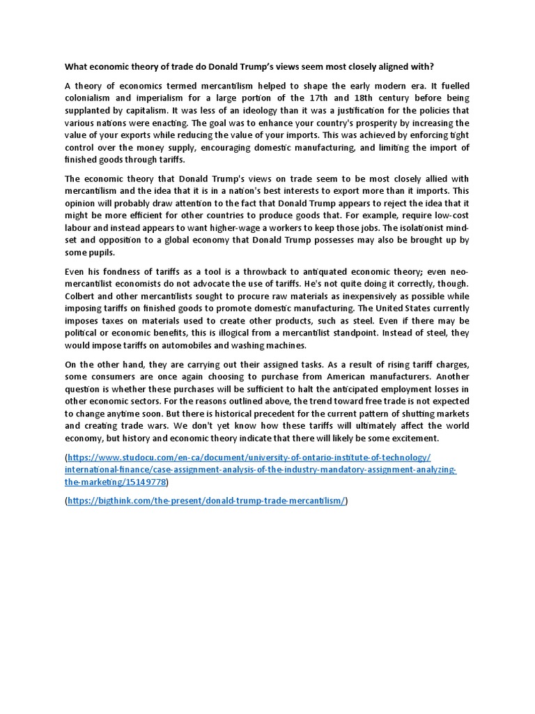 Case Study 1 | PDF | Mercantilism | Tariff