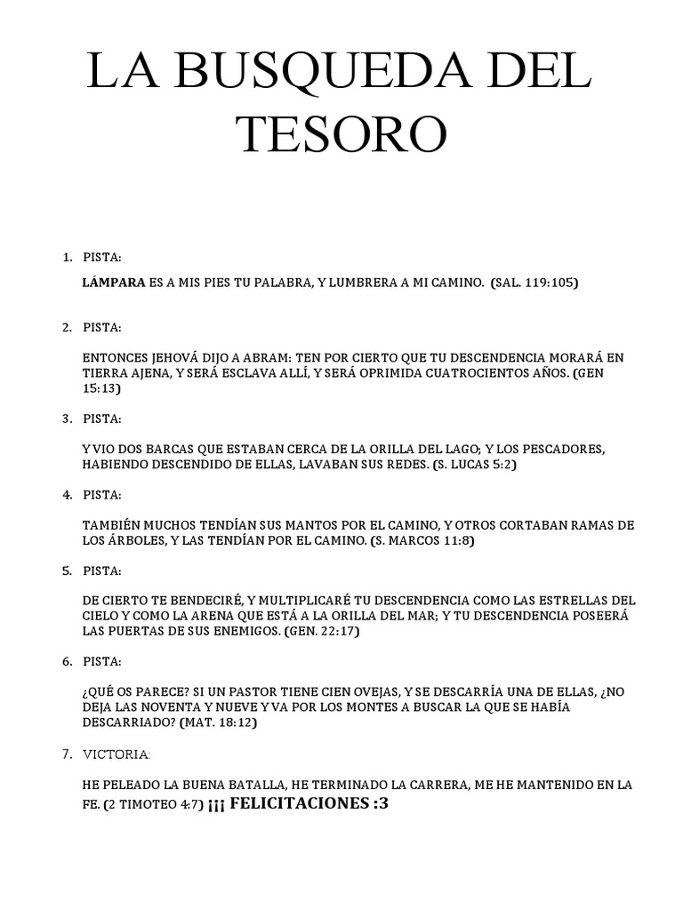 La búsqueda del tesoro bíblico | PDF