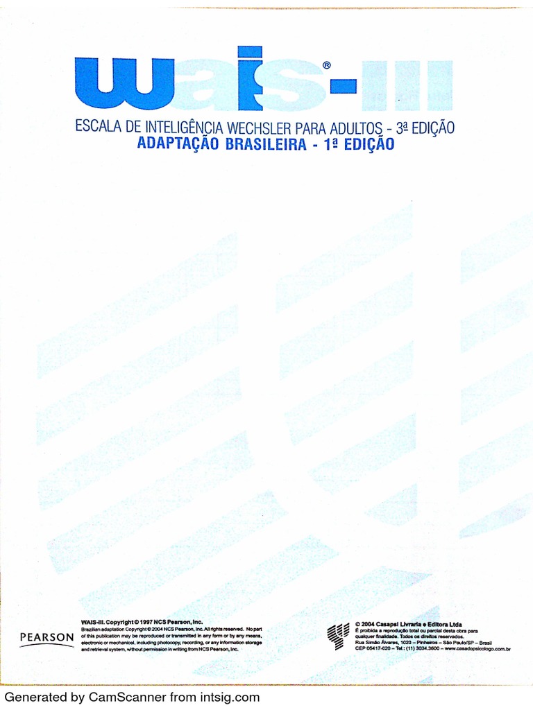 WAIS-III (Caderno de Aplicação) | PDF