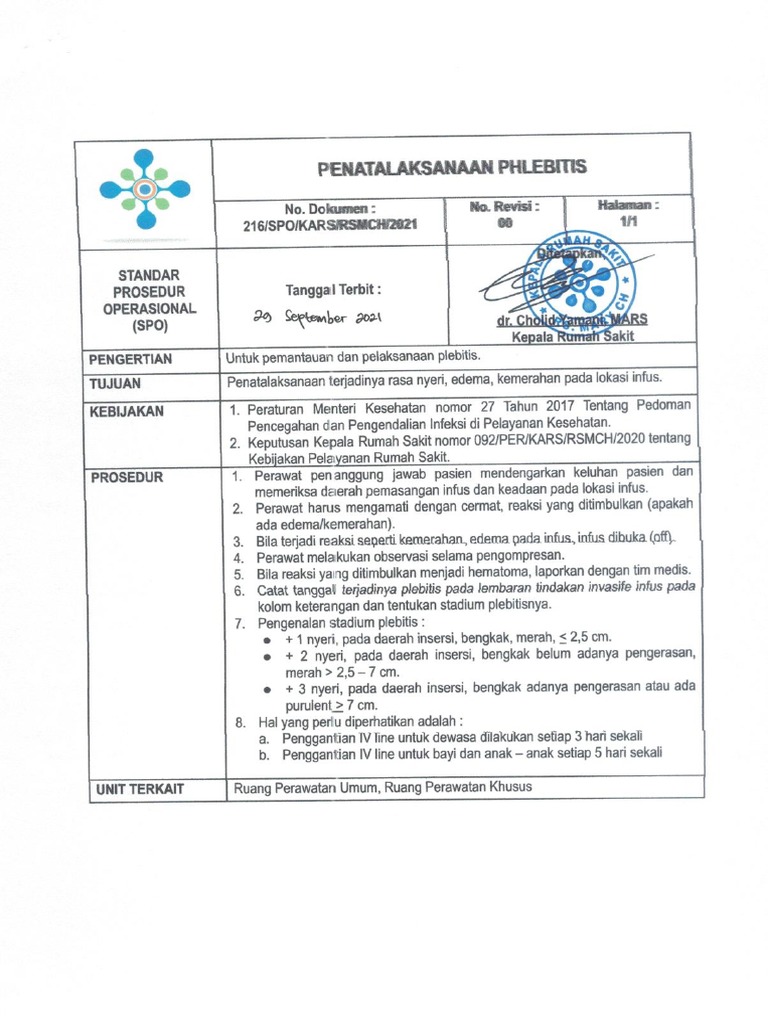 216 - Spo - Penatalaksanaan Phlebitis (Ppi) - 1 | PDF