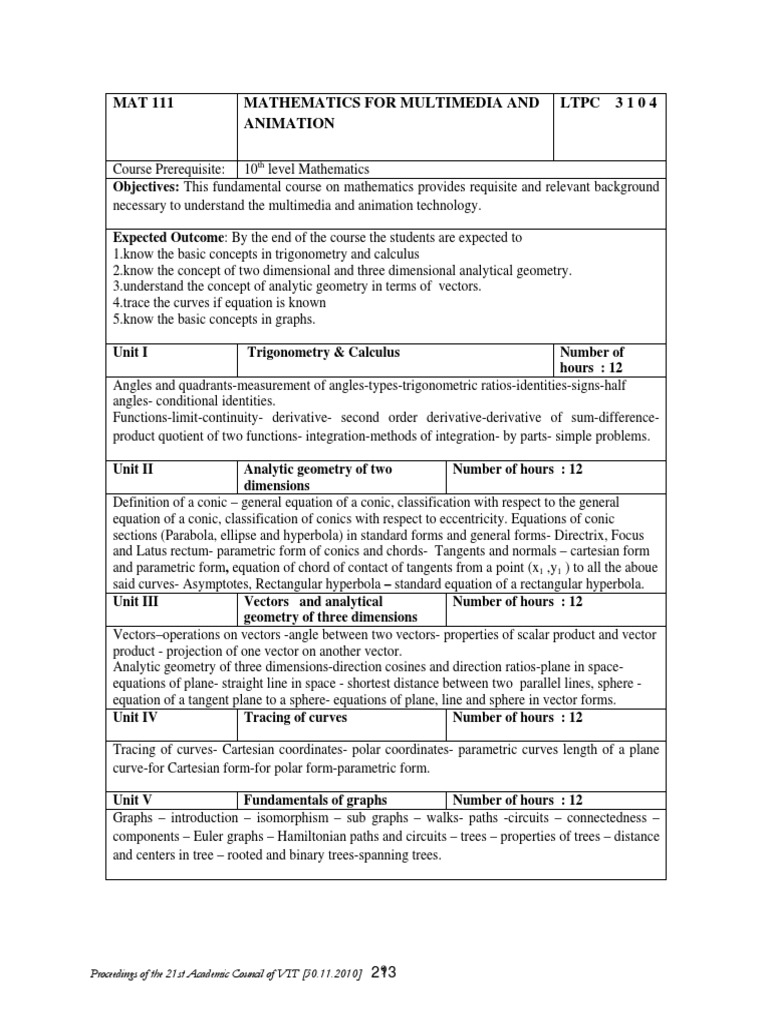 Mat111 Mathematics For Multimedia and Animation TH 1.00 Ac21 | PDF ...