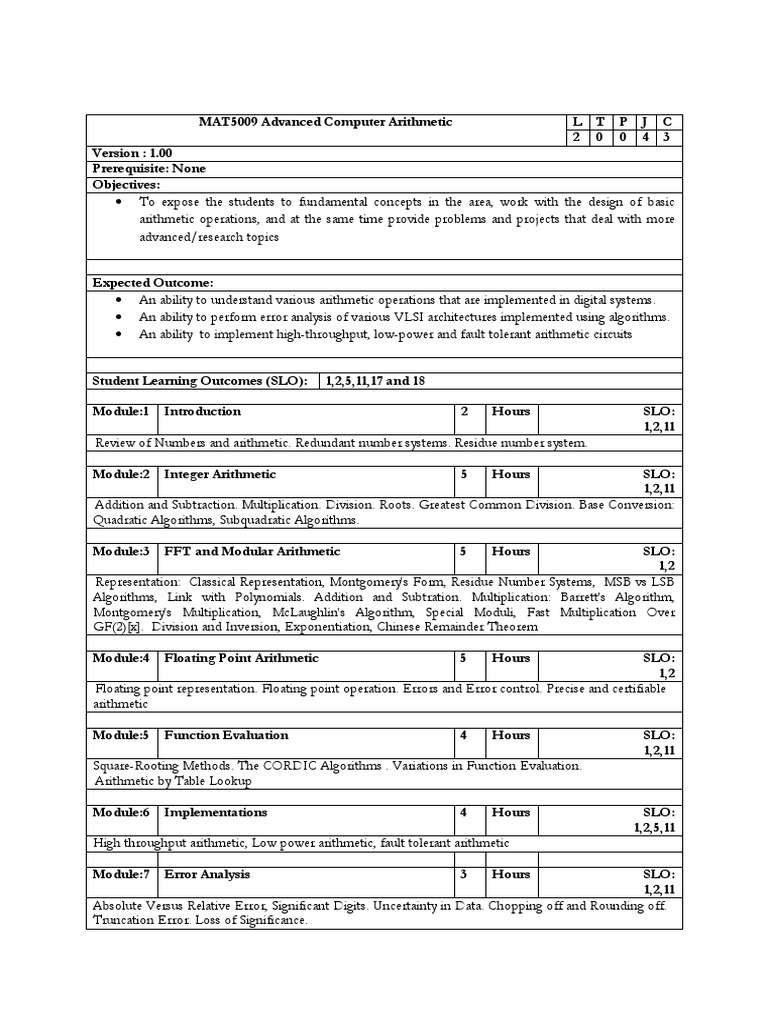 MAT5009 Advanced-Computer-Arithmetic ETH 1 AC40 | PDF | Arithmetic | Mathematics