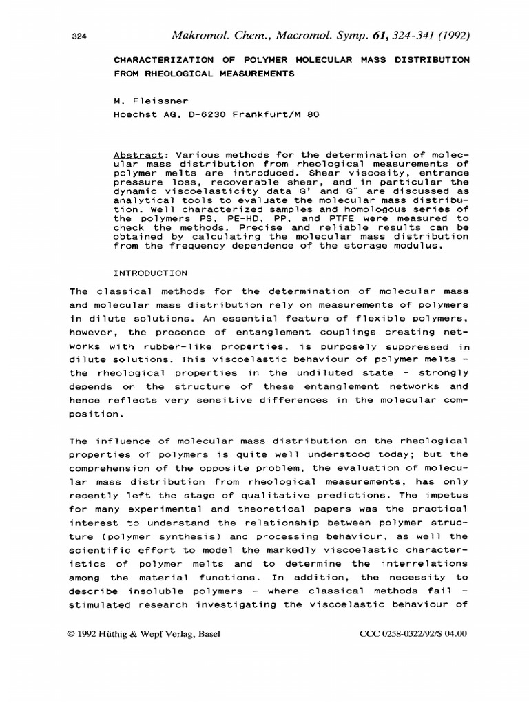 Characterization of Polymer Molecular Mass Distribution From ...