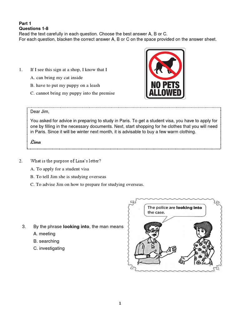 Form 3 Reading Test | PDF | Restaurants | Performing Arts