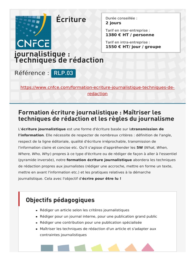Formation en écriture journalistique | PDF | Informations | la ...