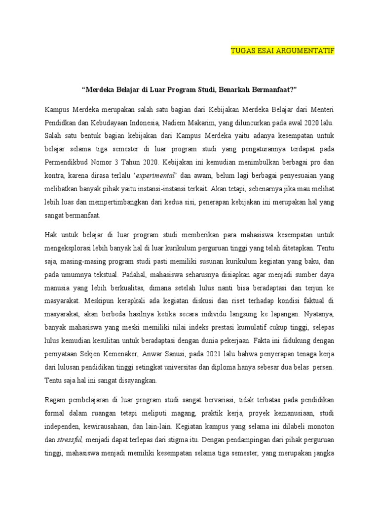 Esai Argumentatif | PDF