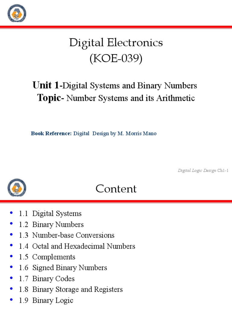 Unit - 1 - Topic-Number Systems and Its Arithmetic | PDF | Digital Data | Digital Signal