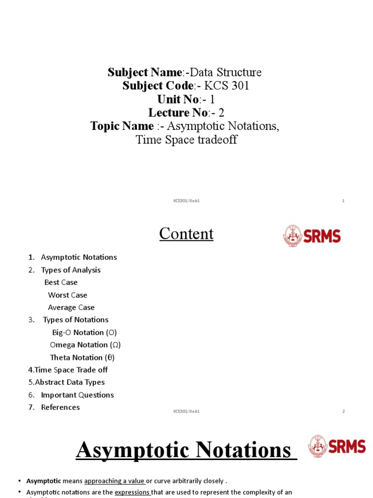 Kcs301 Unit1 Lec2 Pdf Time Complexity Computational Complexity Theory