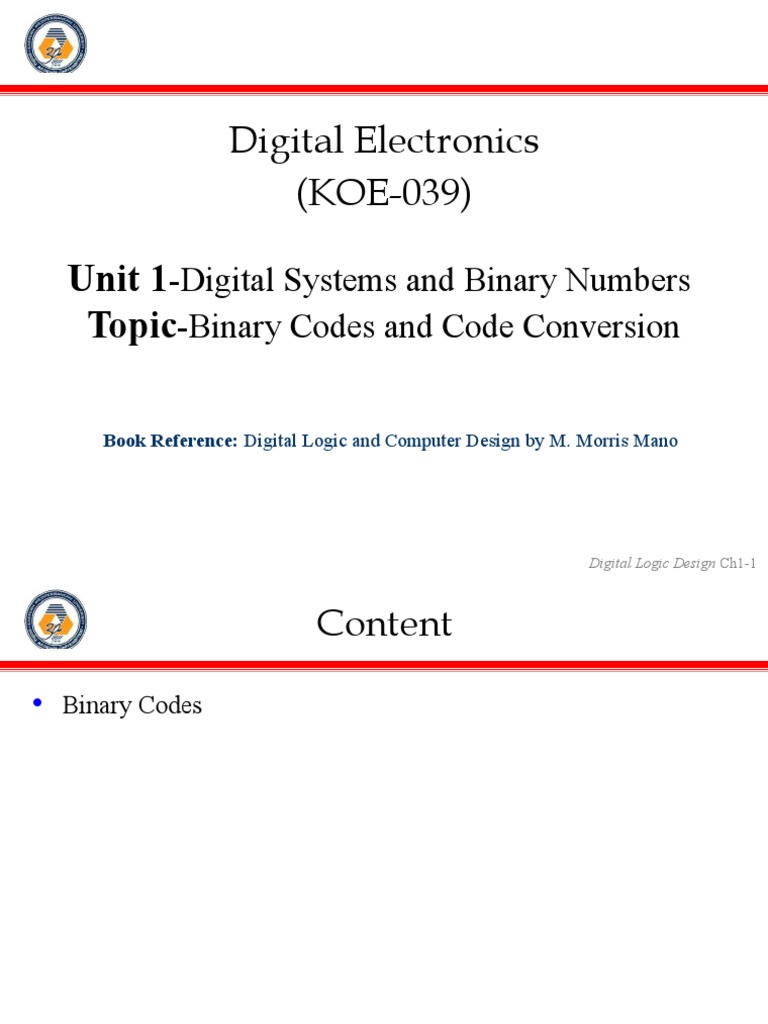 Unit 1 Topic-Binary Codes | PDF | Binary Coded Decimal | Digital Data
