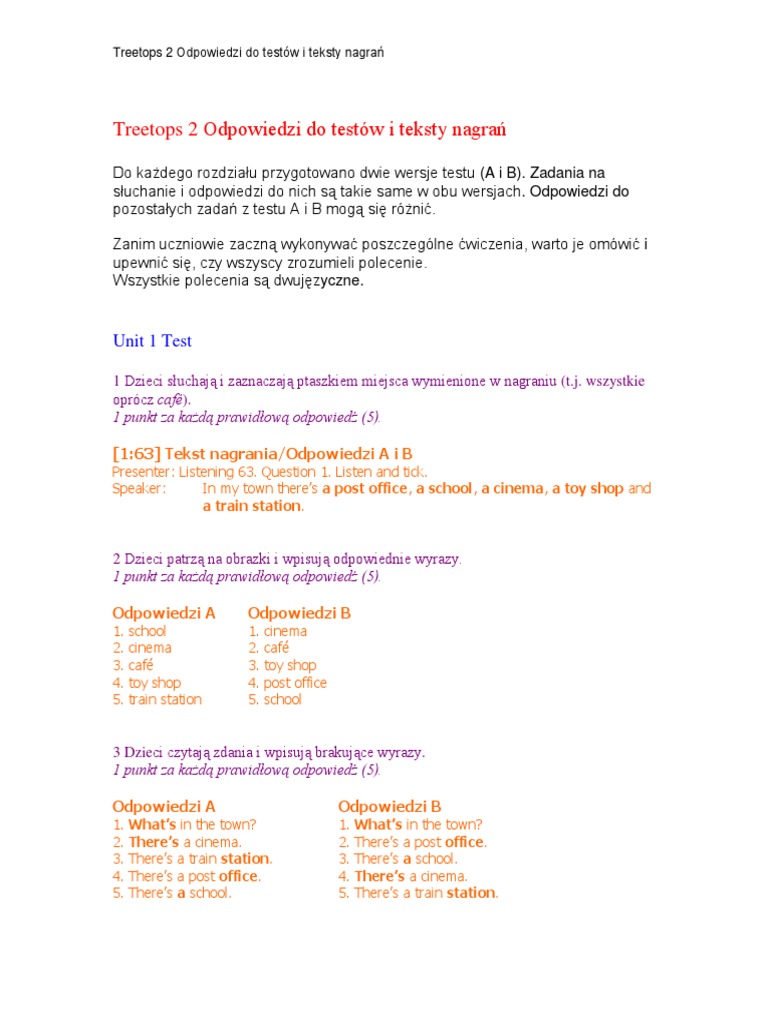 Treetops 2 Klucz Do Testow I Teksty Nagran | PDF