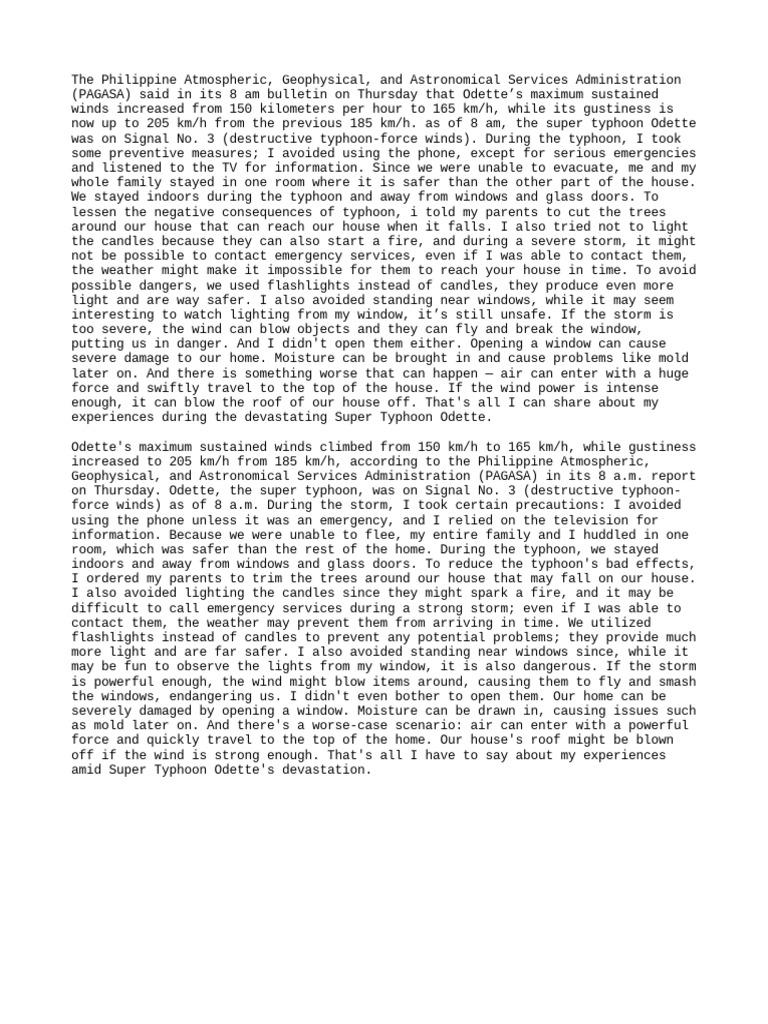 Odette Essay | Download Free PDF | Typhoon | Storms