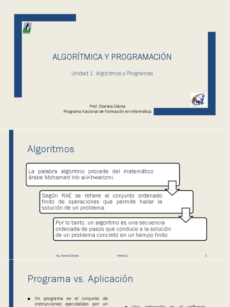 Unidad 1. Algoritmos y Programas | PDF | Algoritmos | Lenguaje de programación