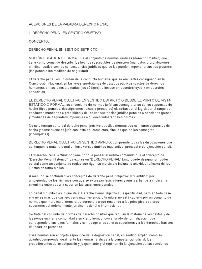 Acepciones de La Palabra Derecho Penal | PDF | Derecho penal | Castigos Acepciones de La Palabra Derecho Penal | PDF | Derecho penal | Castigos