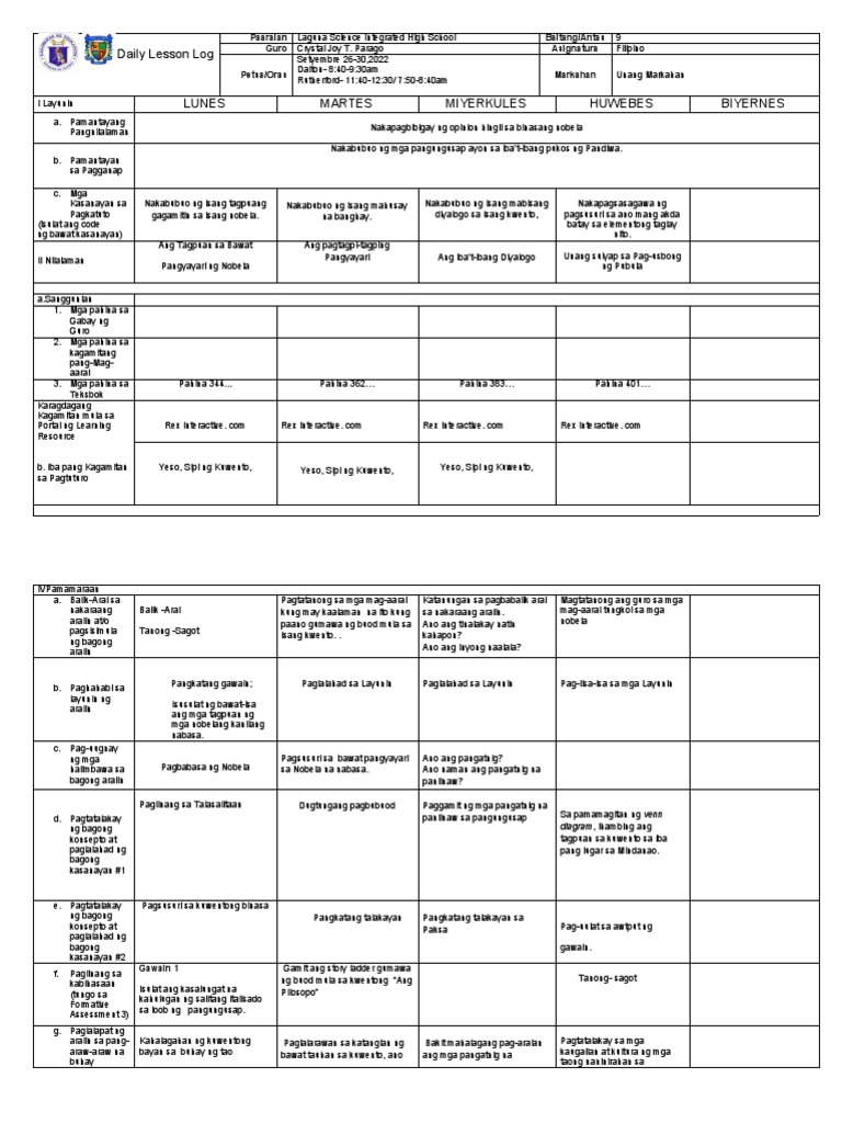 DLL Filipino 9 Docx | PDF