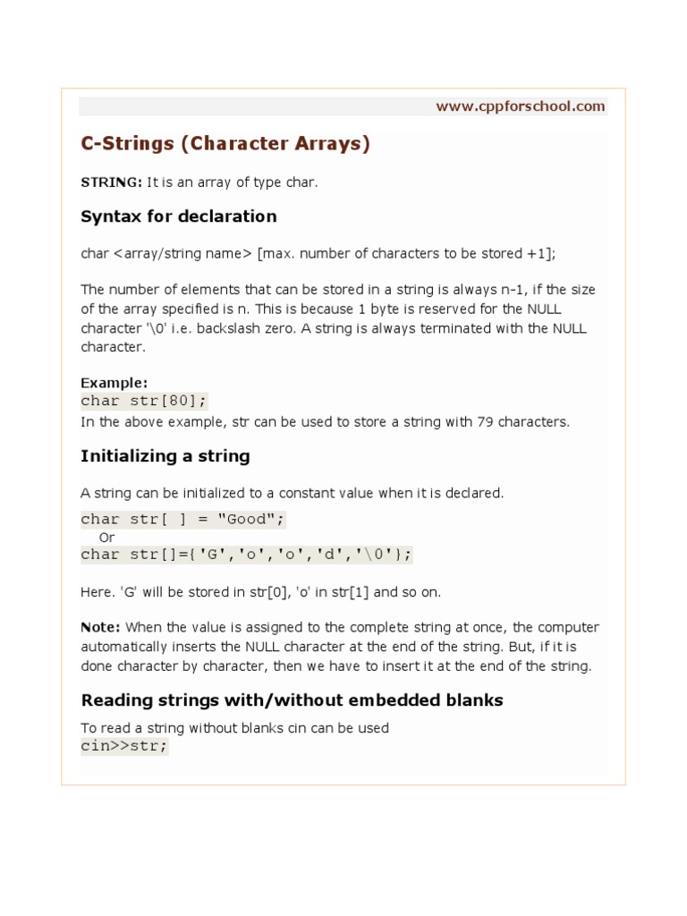 Chapter14 C String Pdf String Computer Science Data
