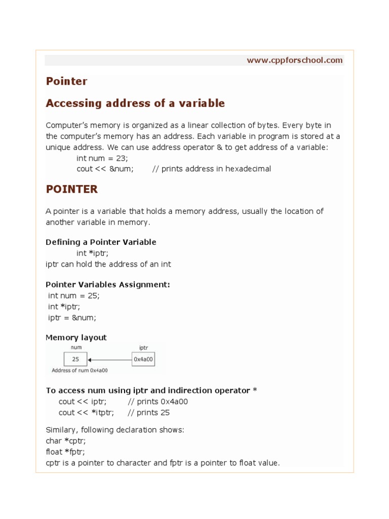 Chapter16 Pointer Download Free Pdf Pointer Computer Programming Integer Computer Science