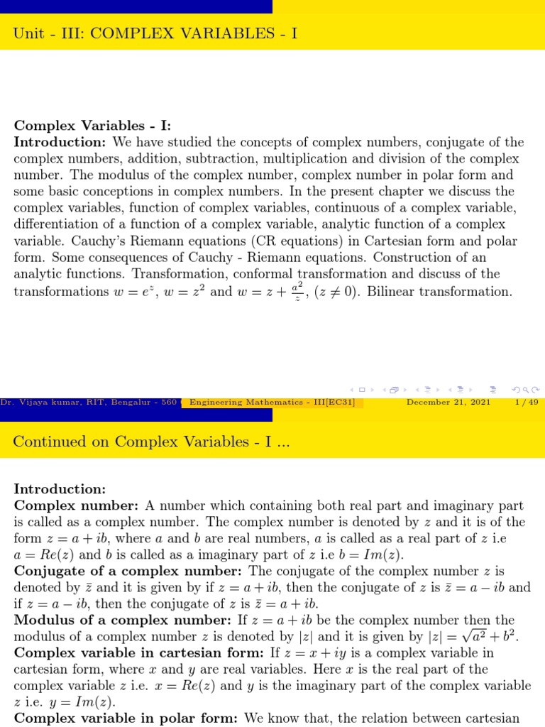 Complex Variables I Introduction To Functions Pdf Complex Number Holomorphic Function