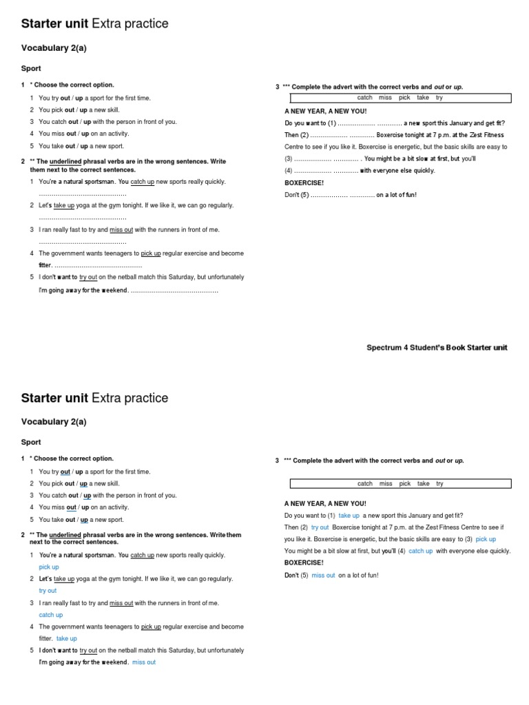 Extra Vocabulary Practice 2 With Key | PDF