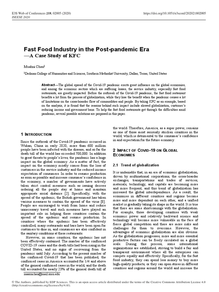 KFC's Recovery in Post-Pandemic Fast Food | PDF | Globalization ...