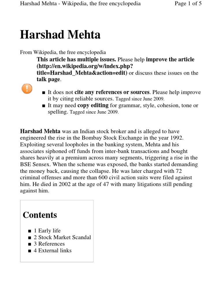 Harshad Mehta | PDF | Investing | Money