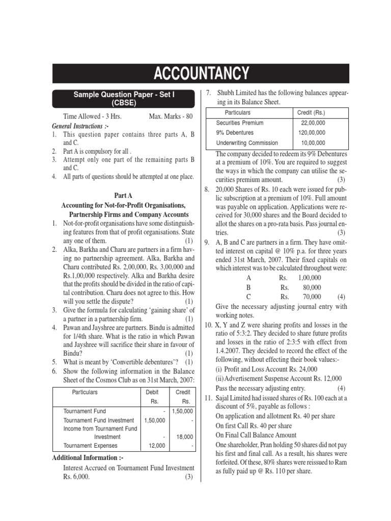 Accountancy Model Questions | PDF | Balance Sheet | Debits And Credits