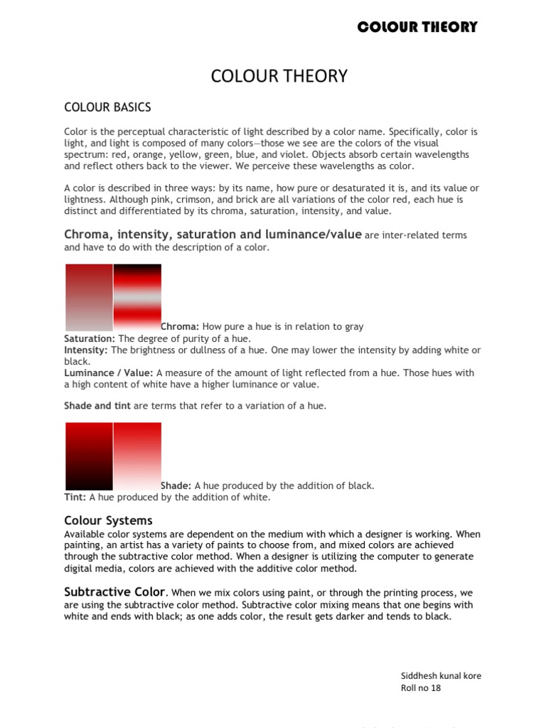 Colour Theory | Download Free PDF | Color | Hue