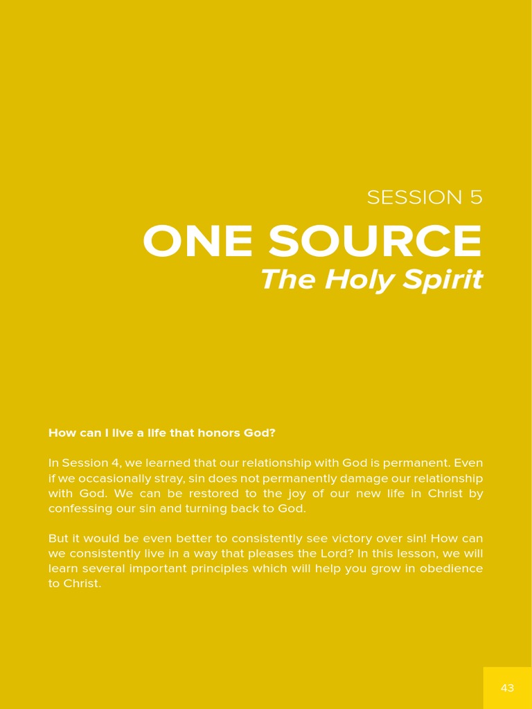 Session 05 One Source The Holy Spirit | PDF | Jesus | Holy Spirit