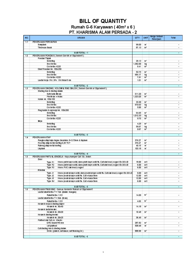 BQ Rumah Karyawan G6 PDF | PDF