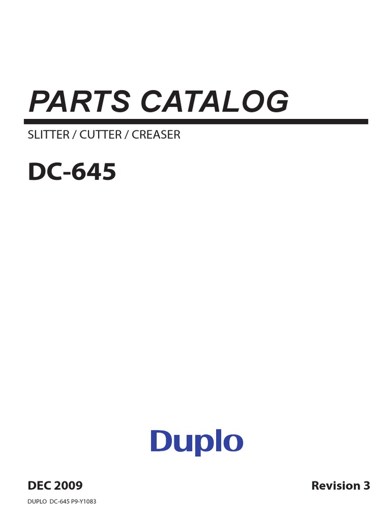 DC-645 Creaser, Cutter, Slitter Parts List | PDF | Belt (Mechanical ...