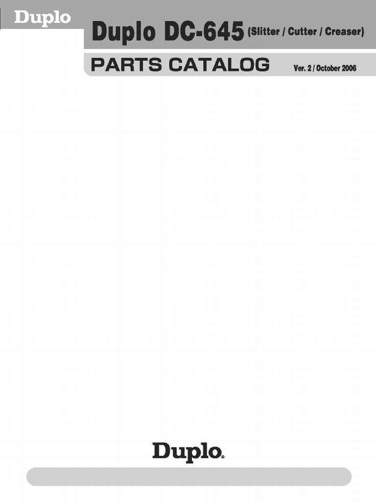 DC-645 Creaser, Cutter, Slitter Parts List | PDF | Belt (Mechanical ...