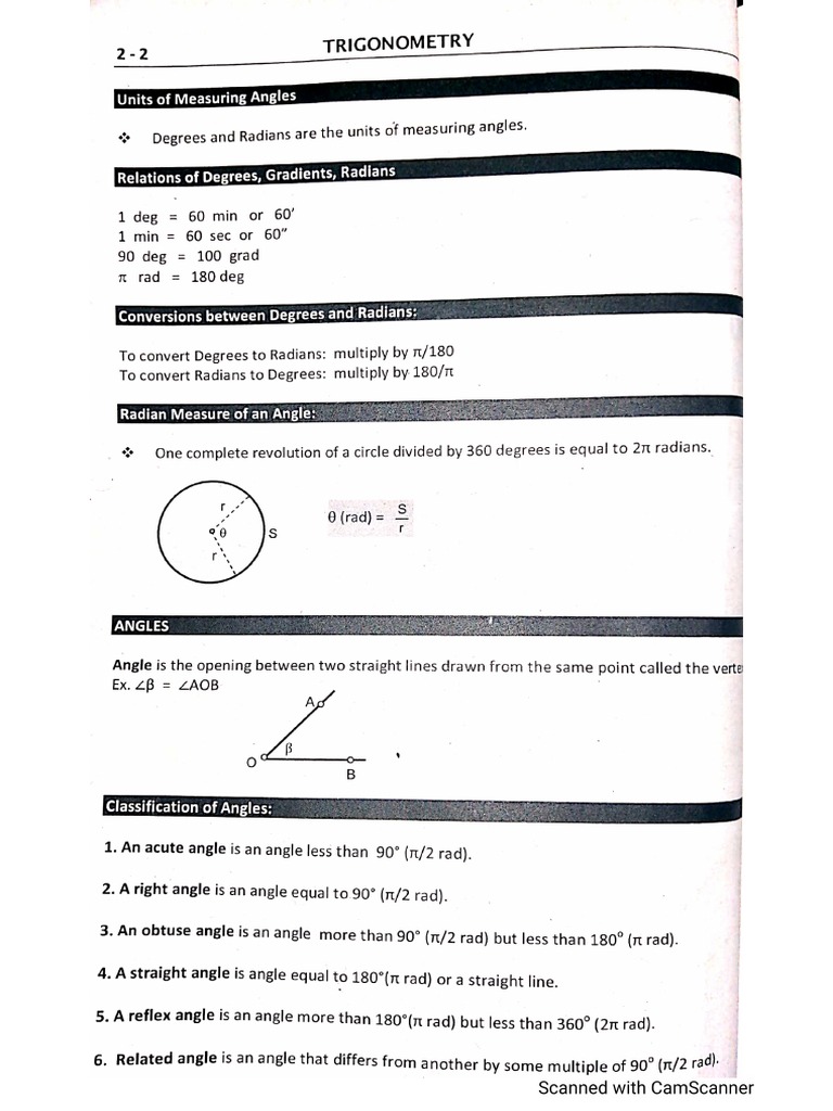Plane and Spherical Trigo Notes | PDF