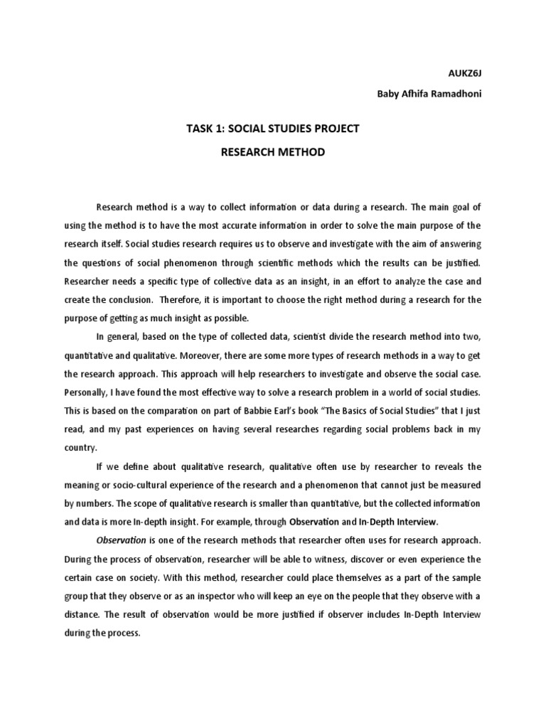 social-studies-project-task-1-pdf-survey-methodology-qualitative