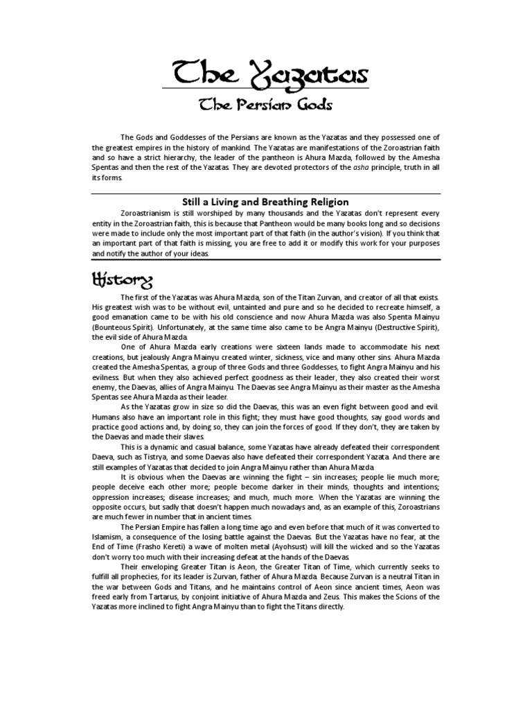 Scion - The Yazatas | Download Free PDF | Zoroastrianism | Dualism
