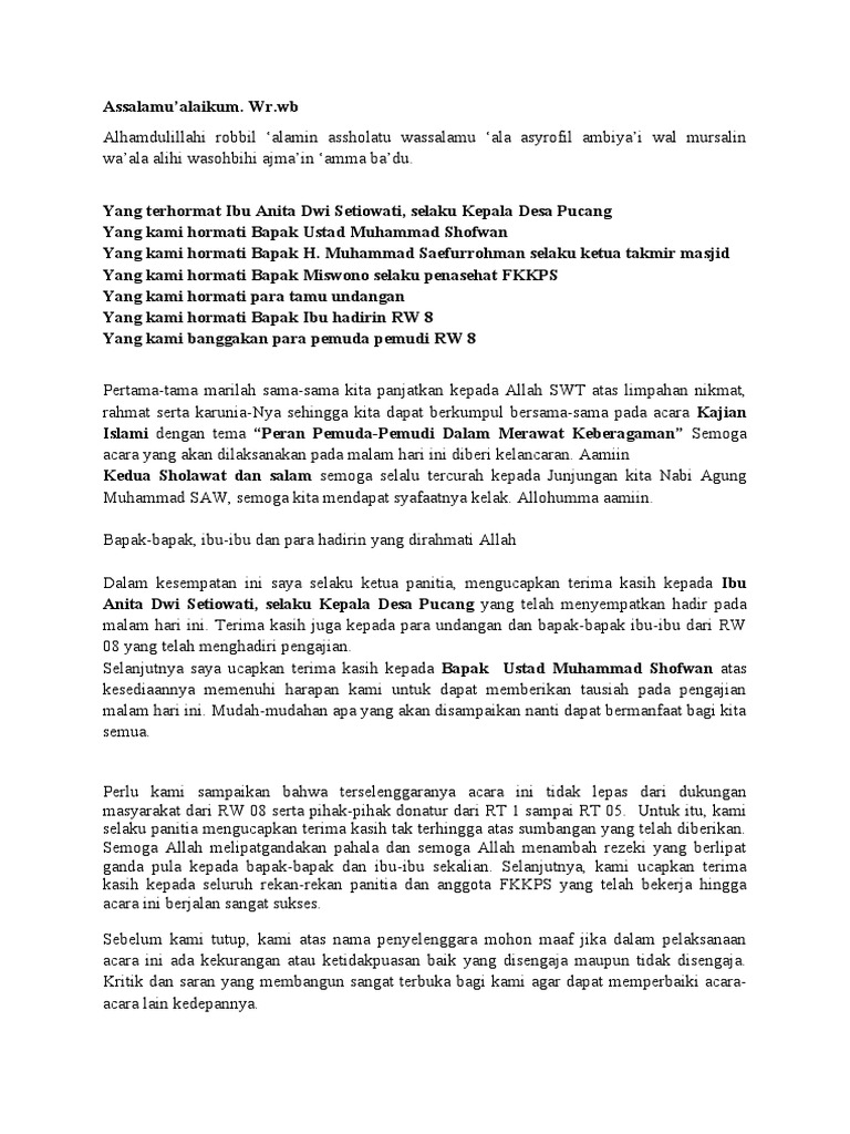 Teks Sambutan Ketua Panitia | PDF