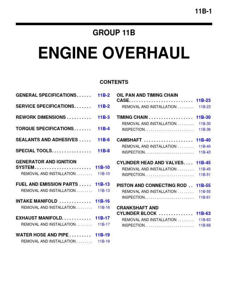 Engine Overhaul Manual Section 11B | PDF | Internal Combustion Engine ...