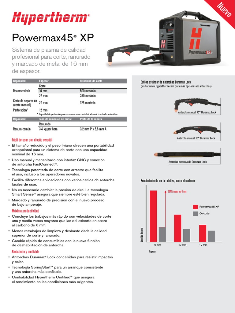 Powermax 45 XP Hyperterm | PDF | Perforación