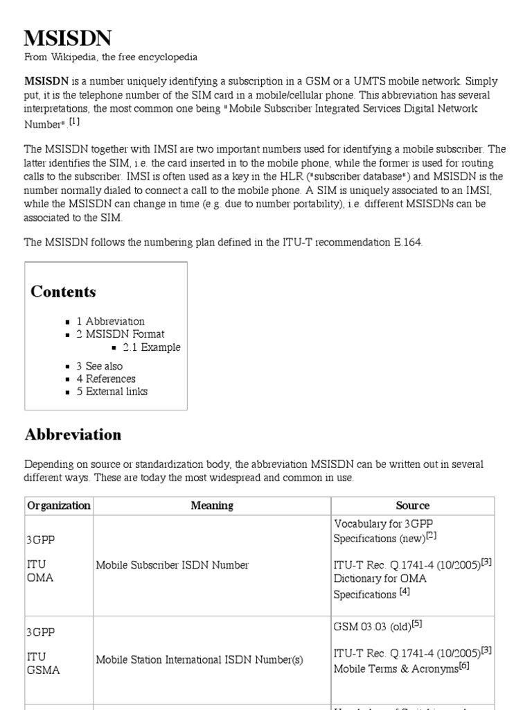 MSISDN | PDF | Subscriber Identity Module | Mobile Telecommunications