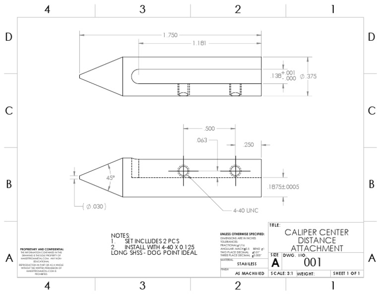 Caliper Center Distance Attachment | PDF | Mechanical Engineering