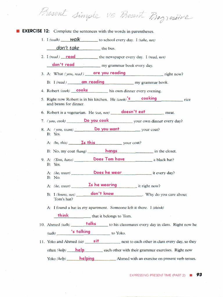 Present Simple Vs Present Progressive | PDF