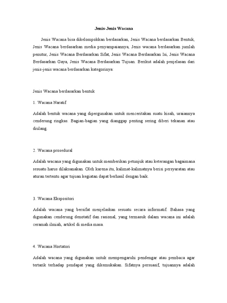 Jenis Wacana | PDF