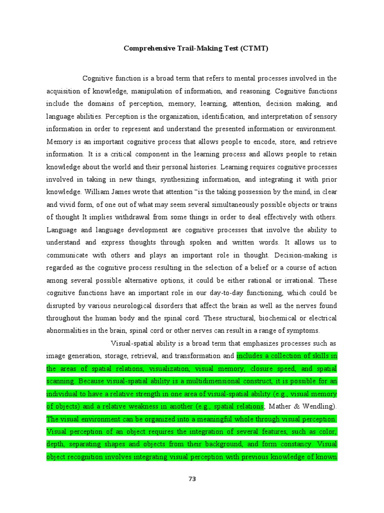 Comprehensive Trail Making Test | PDF | Executive Functions | Attention